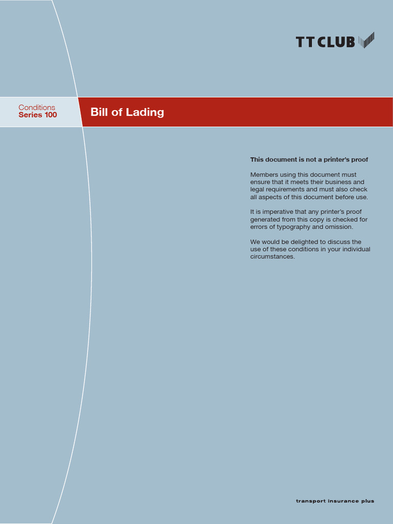 TT-Club-Bill-of-Lading | PDF | Bill Of Lading | Cargo