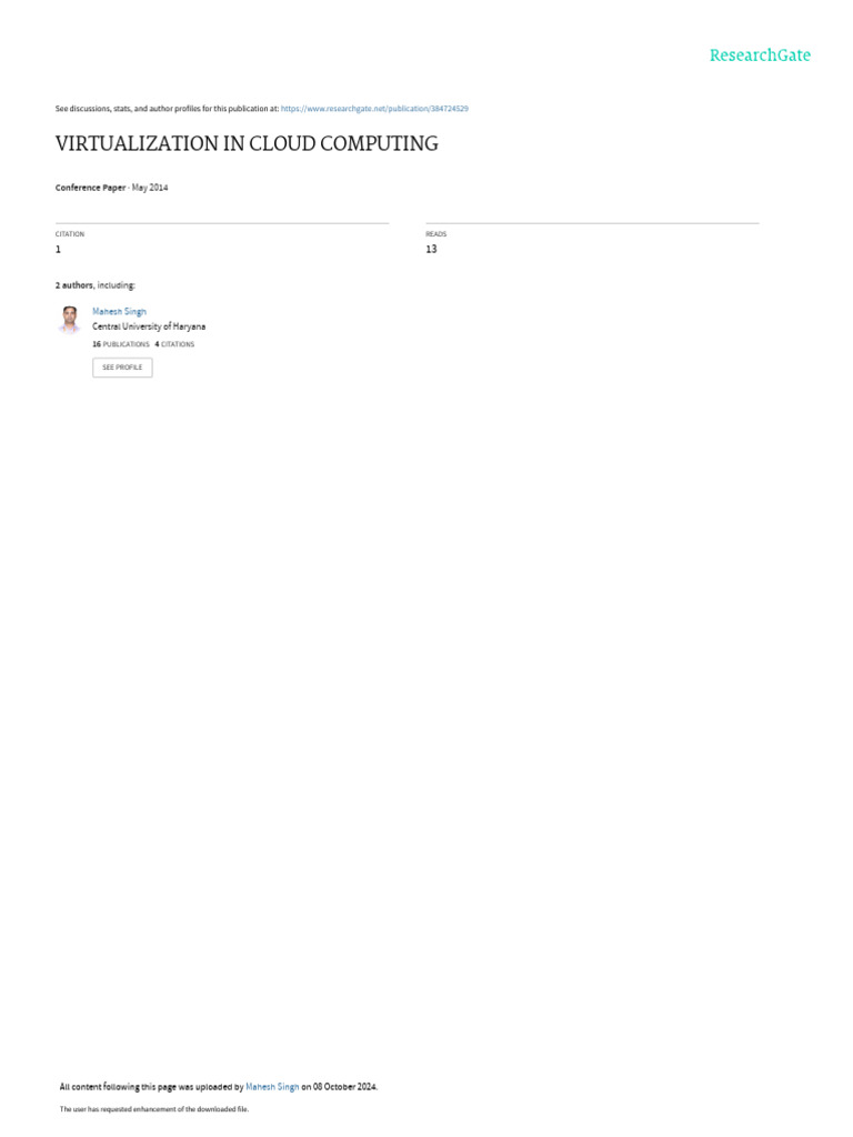 Virtual Ization in Cloud Computing | PDF | Cloud Computing | Service Oriented Architecture