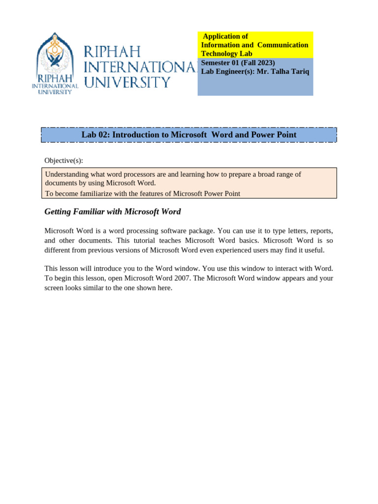 IICT WEEK 2 | PDF | Window (Computing) | Microsoft Word