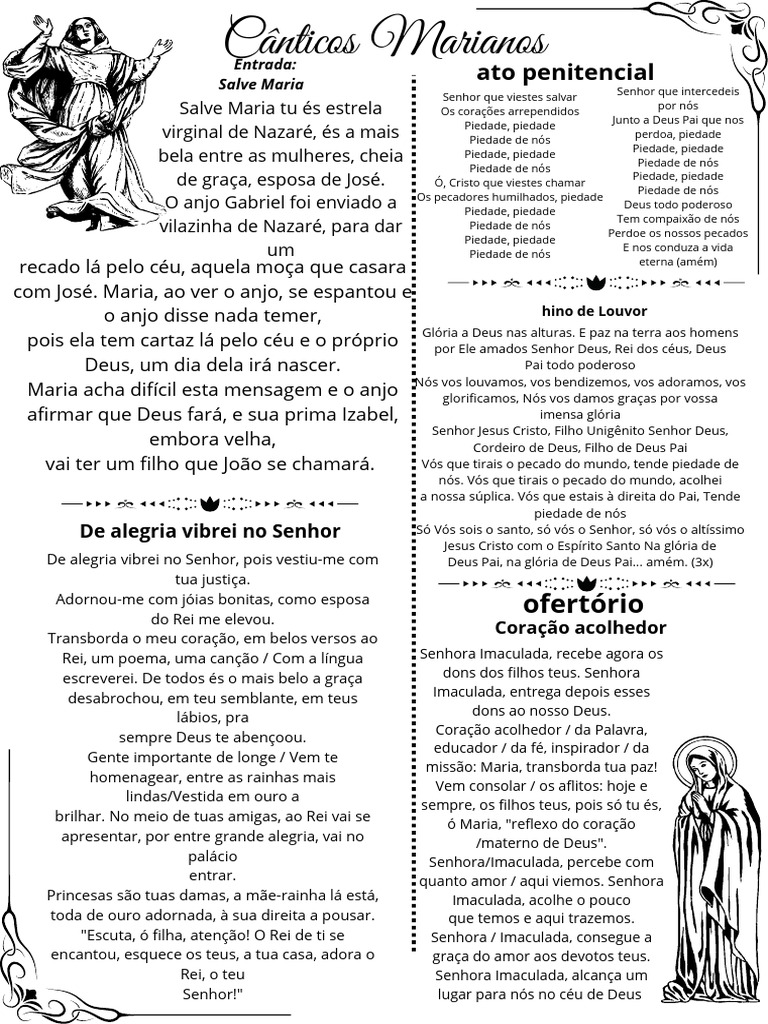 Cânticos Marianos: Louvores a Maria | PDF | Maria, mãe de Jesus | Pecado