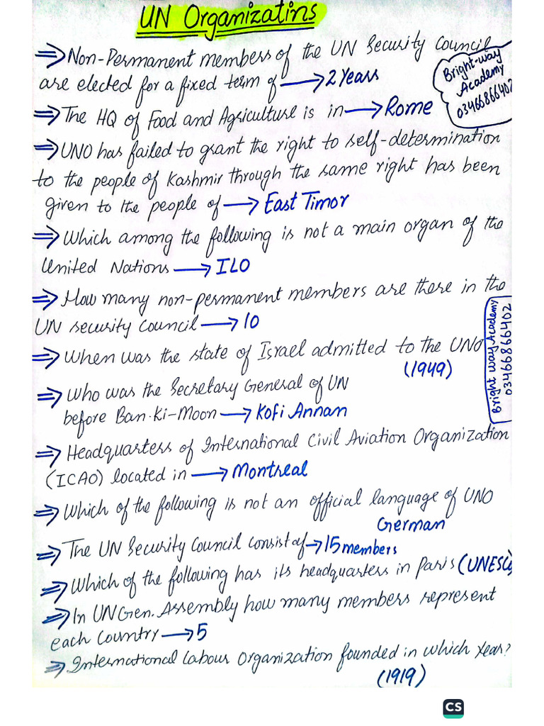 UNO Most Important Notes For All One Paper Exams | PDF