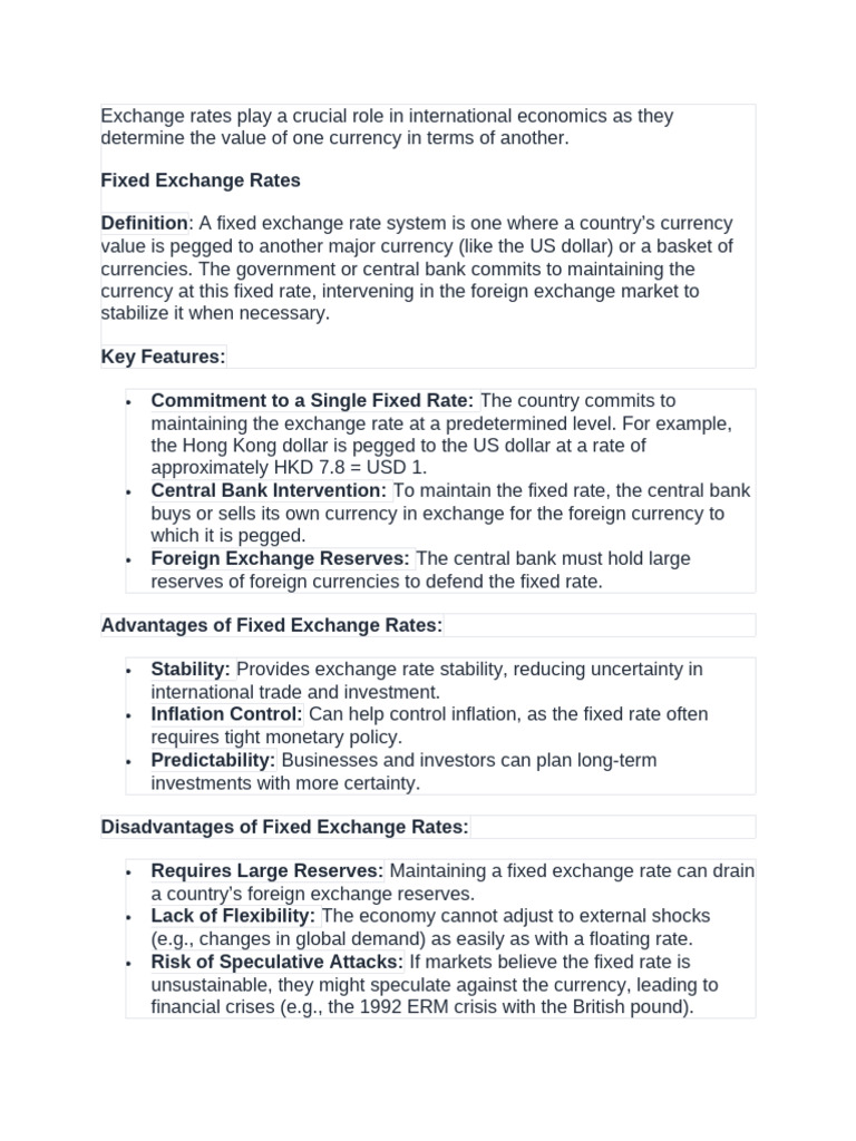 Fixed and Floating Exchange Rates | PDF | Exchange Rate | Floating ...