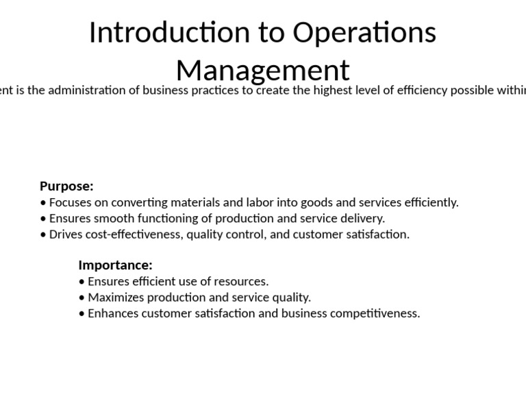 Introduction to Operations Management | PDF