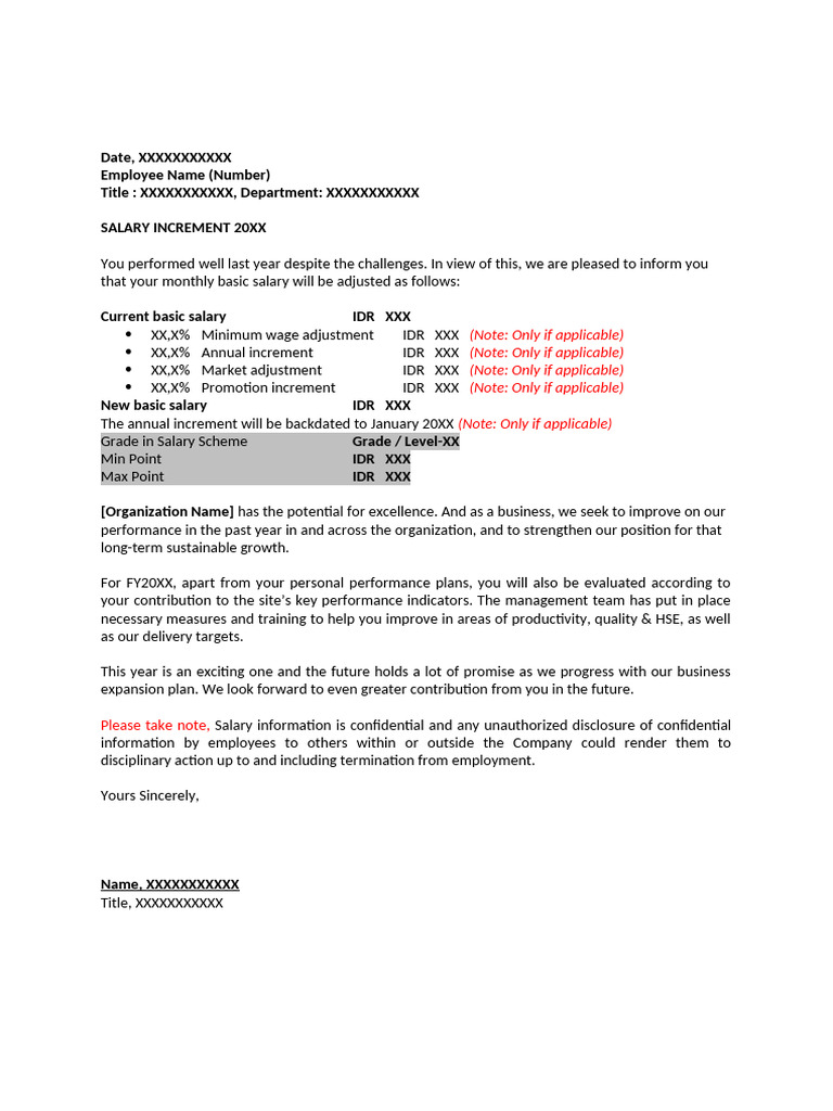 Salary Increment Notification 20XX | PDF