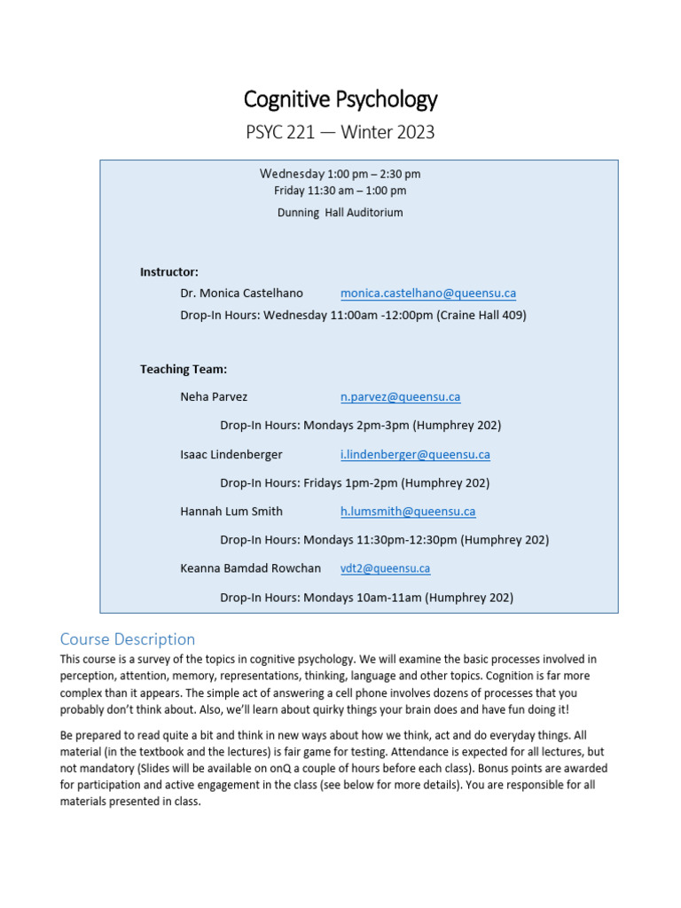 Cognitive Psychology Course Overview | PDF | Critical Thinking ...