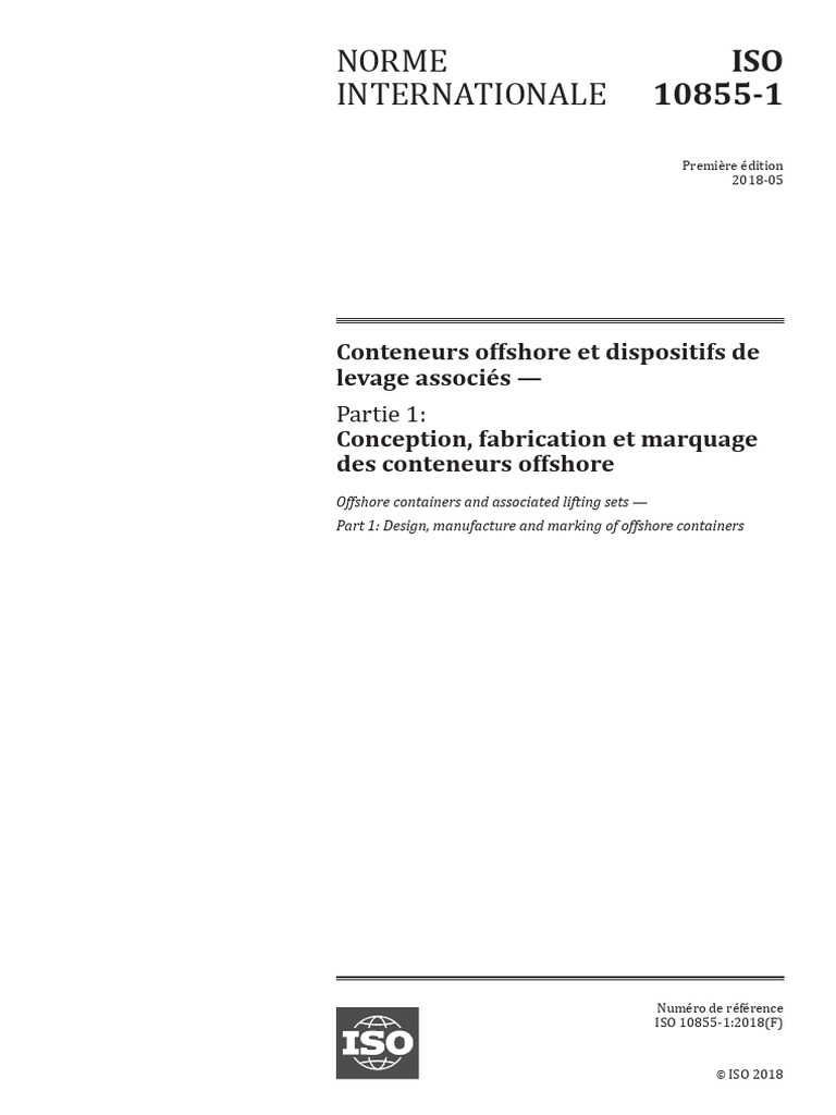 ISO 10855-1 Mai 2018 - Containers Offshore Et Dispositifs de Levage ...