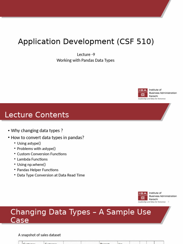 Lecture 9 Working With Pandas Data Types | PDF Lecture 9 Working With Pandas Data Types | PDF