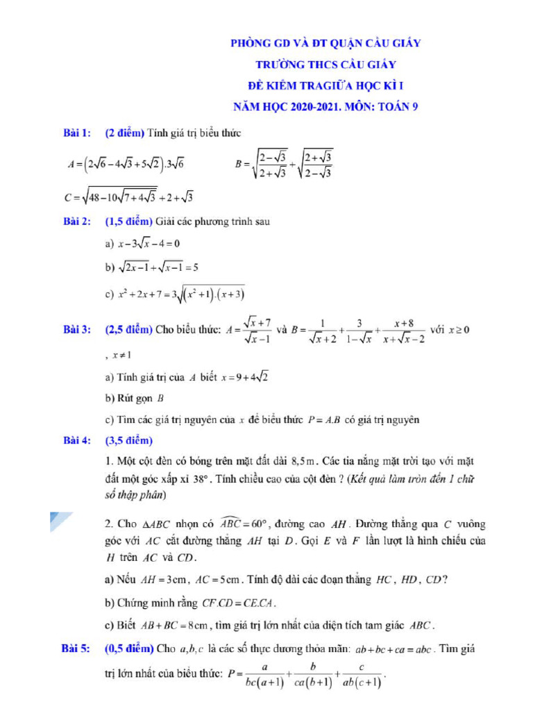 Luyện Đề Ôn Gki Toán 9 | PDF