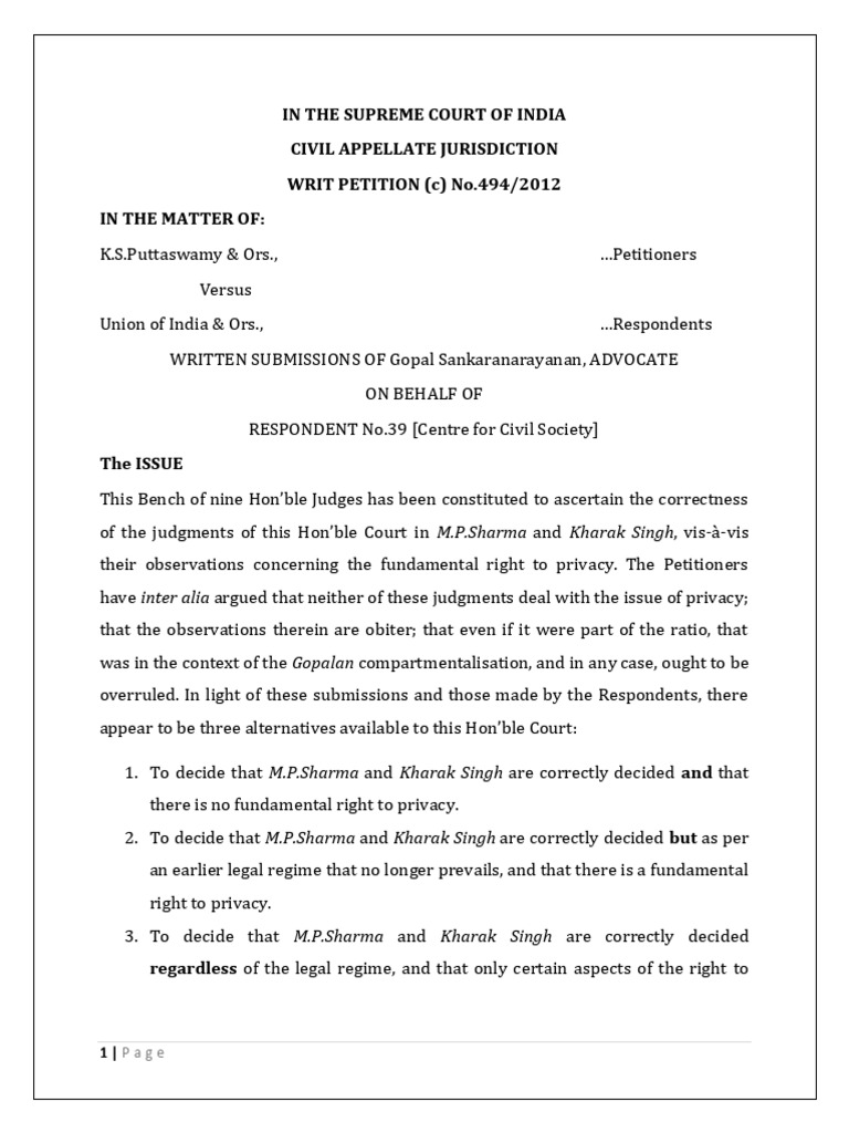 PRIVACY - Written Submissions FINAL | PDF | Privacy | Obiter Dictum