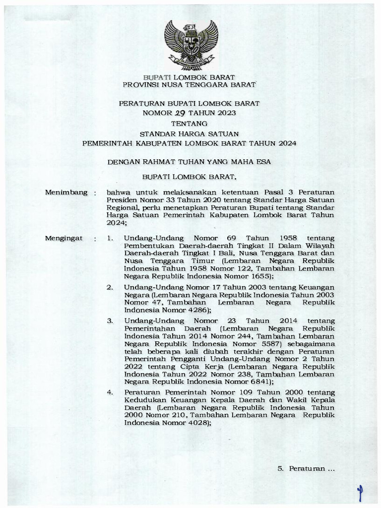 Perbup Lombok Barat Nomor 29 Tahun 2023 | PDF