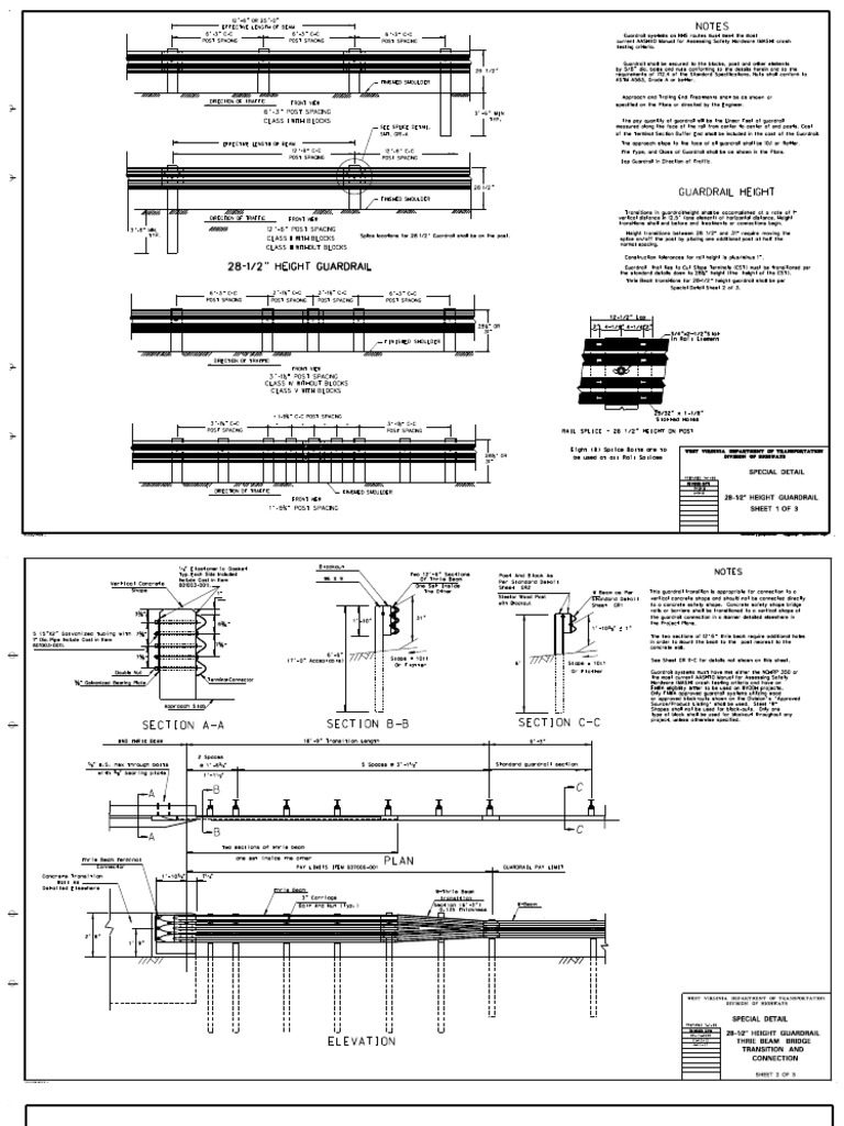 28 Inch Guardrail Special Detail 7-6-17 | PDF | Beam (Structure ...