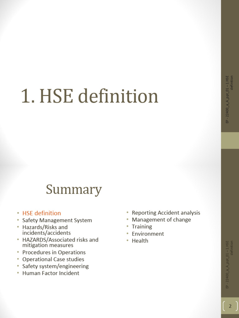 HSE Definition and Safety Management Overview | PDF | Risk | Safety