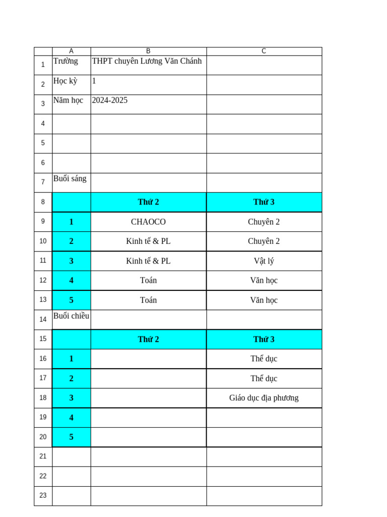 TKB_HK1_11112024_Lớp | PDF