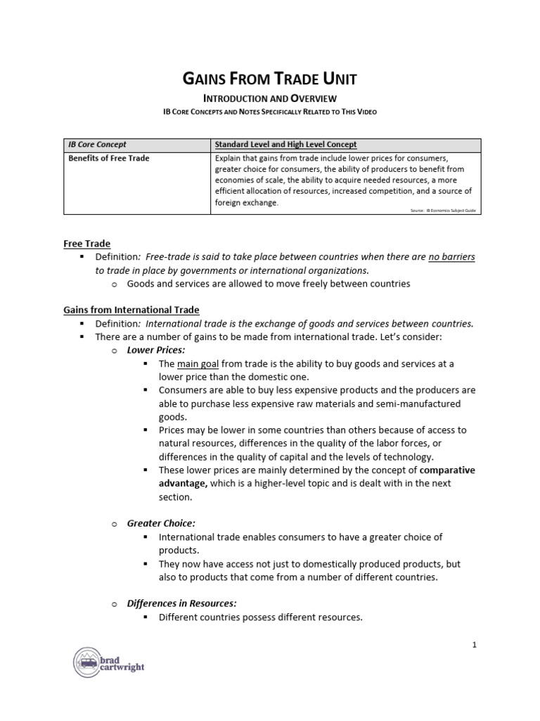 Video+Notes++1 ++Gains+From+Free+Trade | PDF | Exchange Rate | Free Trade