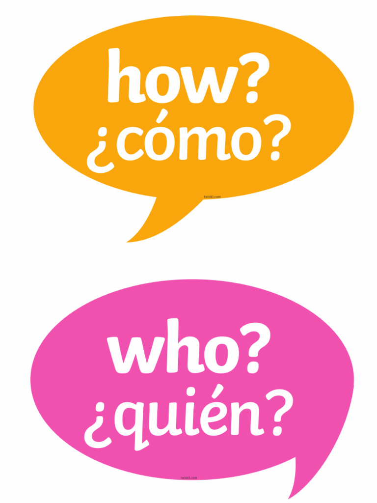 Question Words Speech Bubbles English Spanish | PDF