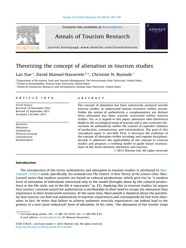 Alienation in Tourism Studies Explained | PDF | Marx's Theory Of ...