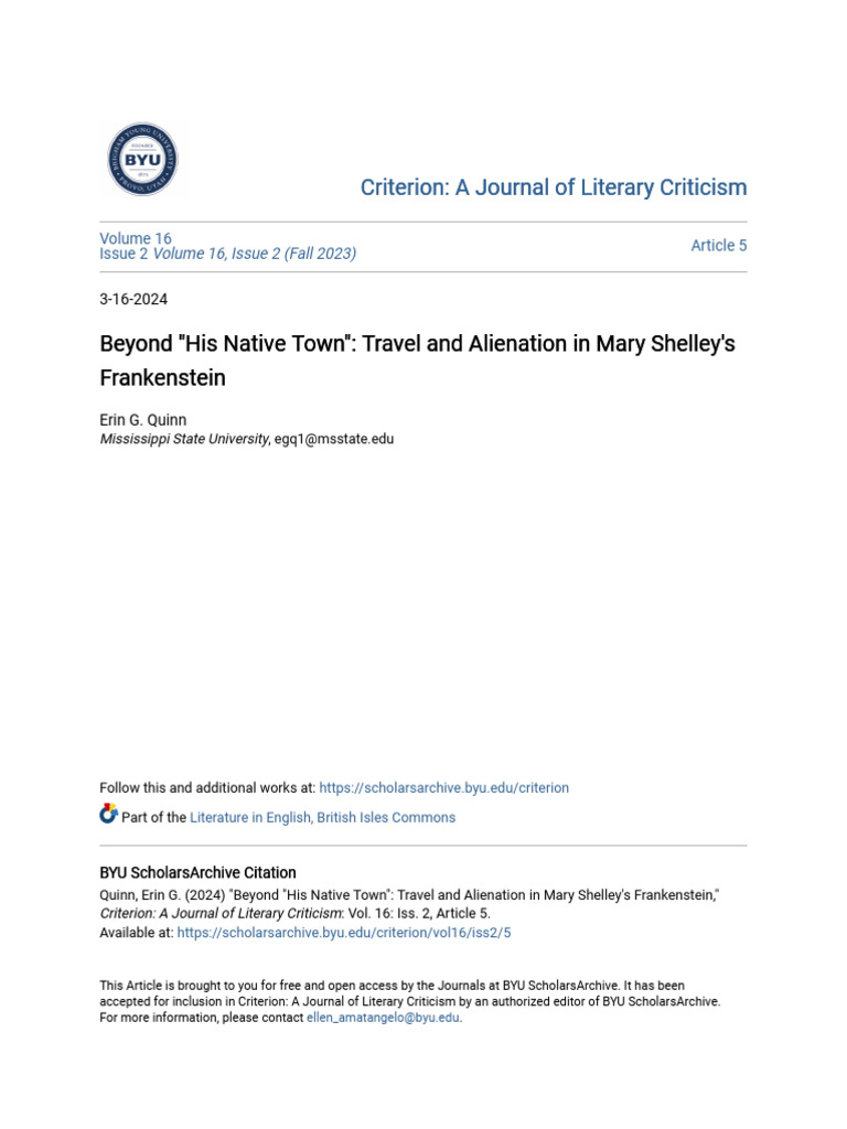 Quinn, E. G. (2023) - Beyond "His Native Town" - Travel and Alienation ...