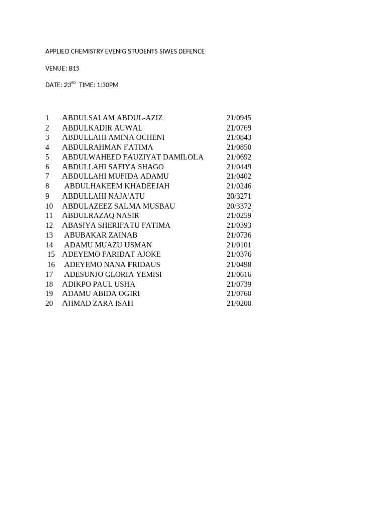 Evening Defence Siwes List-1 | PDF