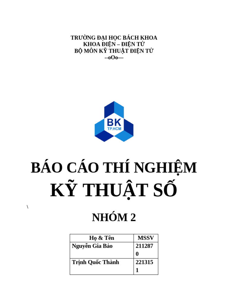 Báo Cáo TN KTS - Nhóm 2 | PDF