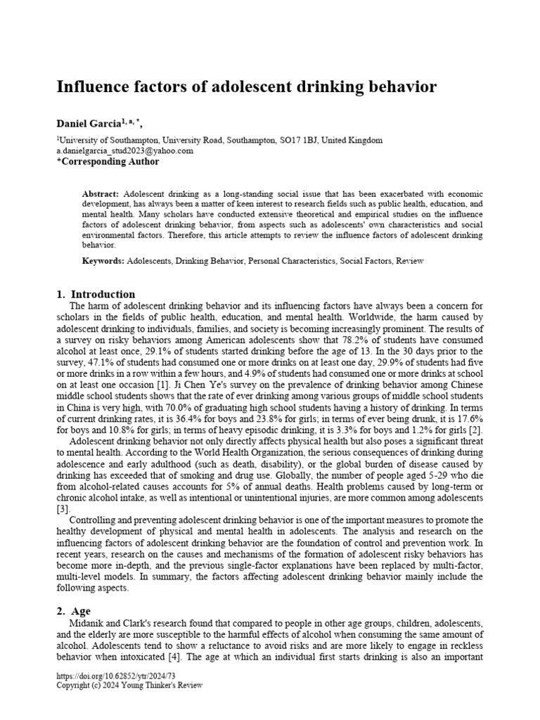 Influence_factors_of_adolescent_drinking_behavior | PDF | Adolescence ...