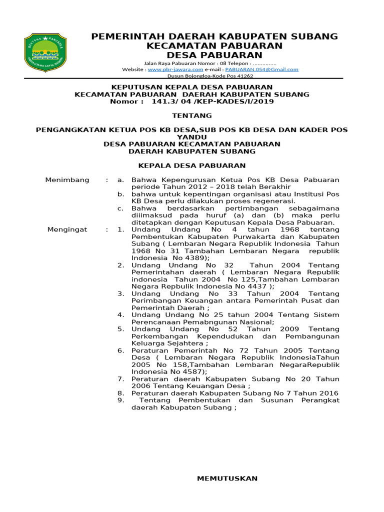 Kepdes Pos Kb & Sub Pos Kb Desa & Kader Desa Pemerintah Kabupaten ... Kepdes Pos Kb & Sub Pos Kb Desa & Kader Desa Pemerintah Kabupaten ...