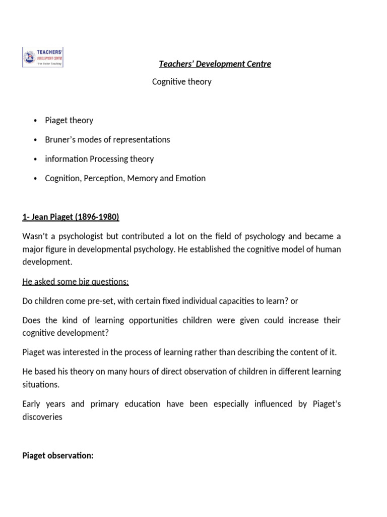 Cognitive Theory Pdf Emotions Perception