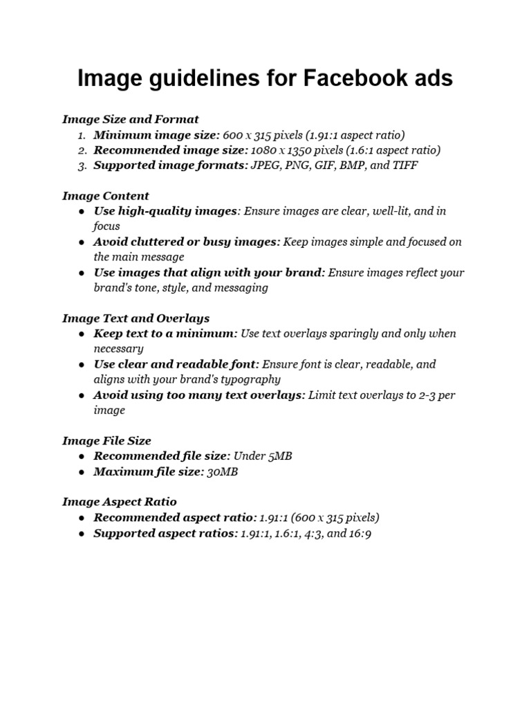 Image Guidelines for Facebook Ads | PDF
