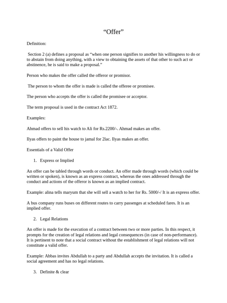 What is Offer | PDF | Offer And Acceptance | Common Law