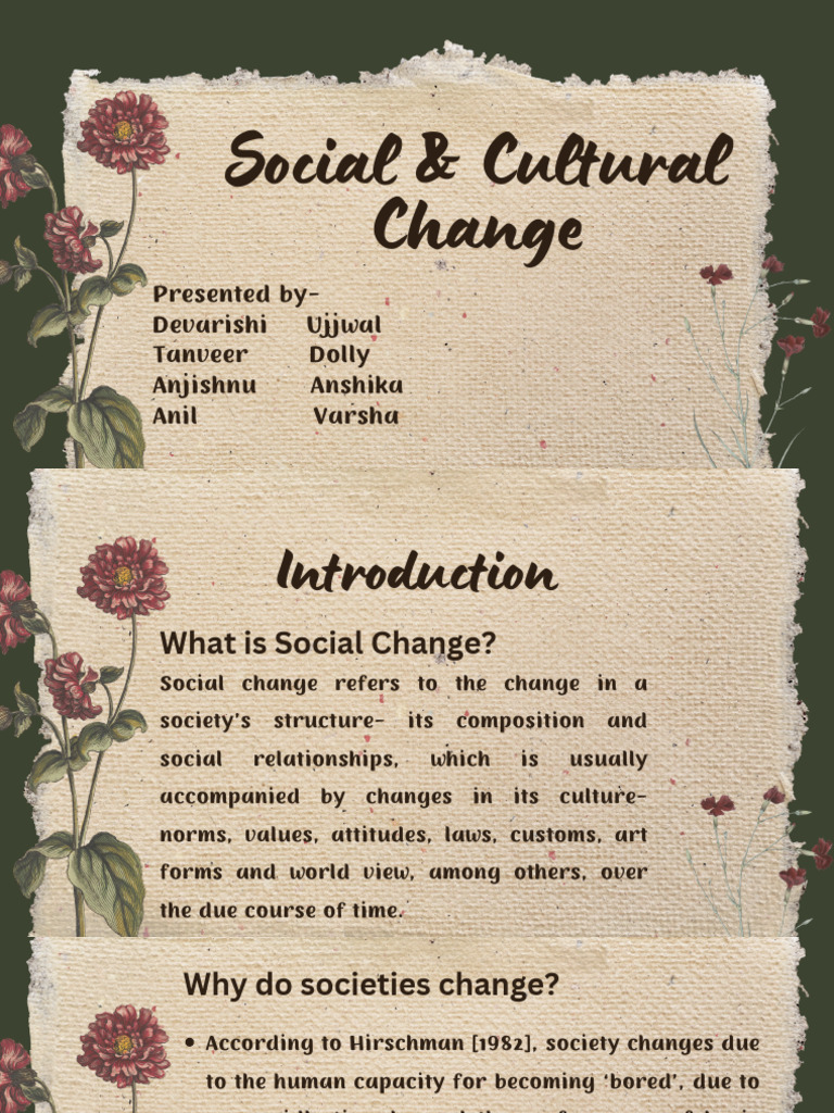Social and Cultural Change | PDF | Society | Socialization