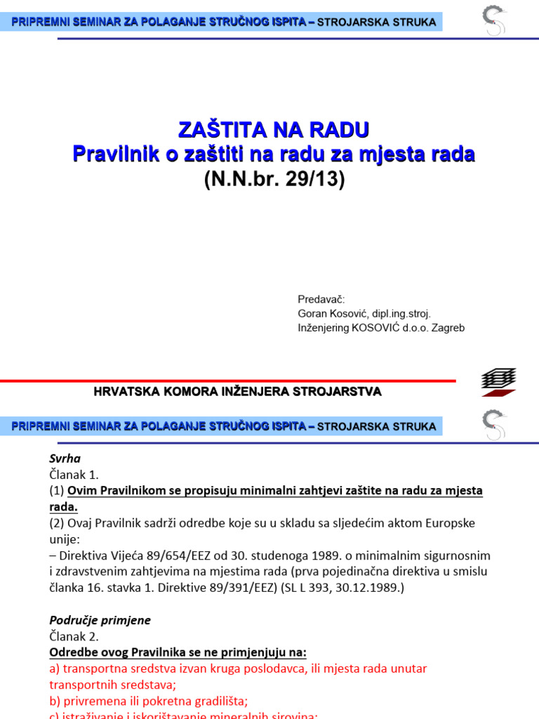 2.2 23 - Pravilnik o ZNR Za Mjesta Rada - Kosovic | PDF