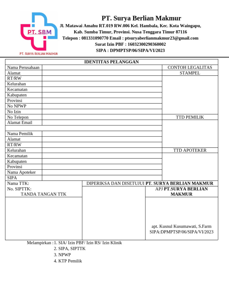 FORM PELANGGAN | PDF