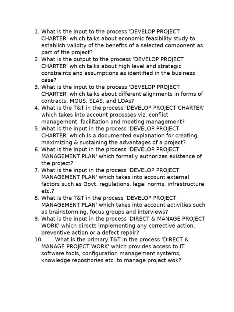 ITTO 01 Integration Notes by Sadiq Based On PMP With Ray | PDF | Business