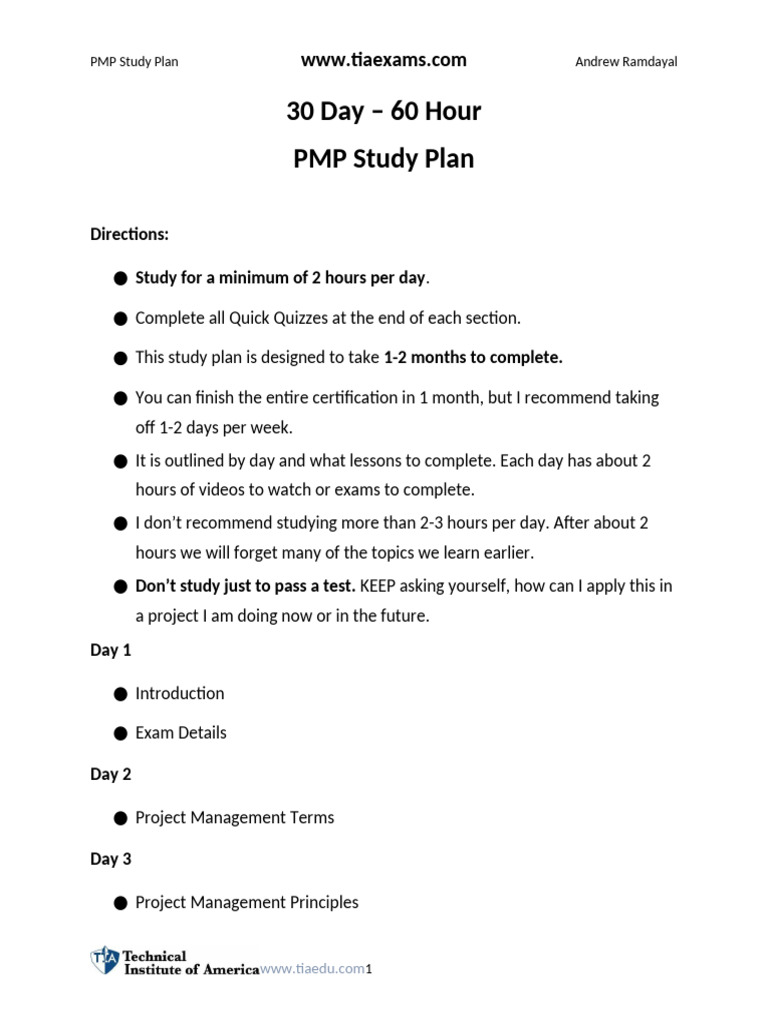 30 Day study Plan by Andrew Ramdayal 2024.04.10 | PDF | Agile Software ...
