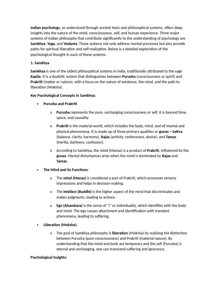 Indian Psychology Pdf ﾄ Tman Hinduism Yoga