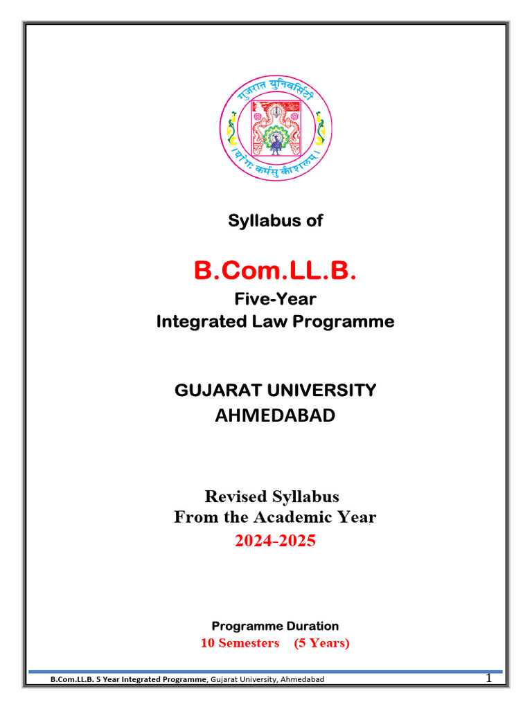 B.Com.LL.B. Syllabus 2024-2025, Gujarat University | PDF | Supply And ...