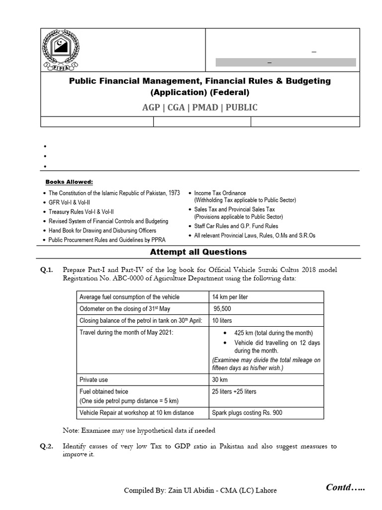 Public Financial Management Exam 2023 | PDF | Government Budget Balance ...