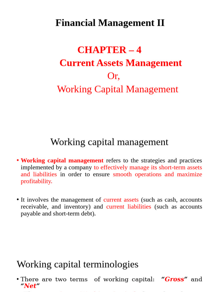 Current Assets Management Part I | PDF | Working Capital | Balance Sheet