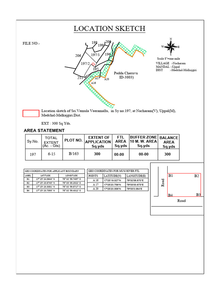 Nacharam Pedda Cheruvu FTL Location Map 1 | PDF | Cartography | Geophysics