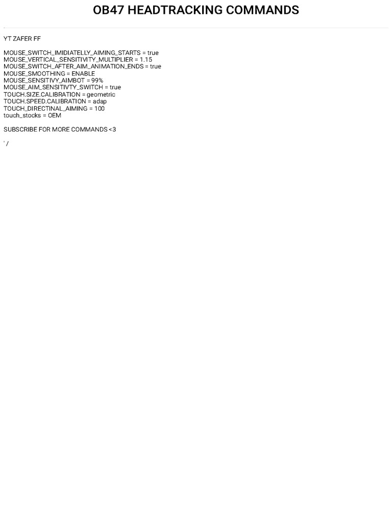 Ob47 Headtracking Commands1734150271 | PDF