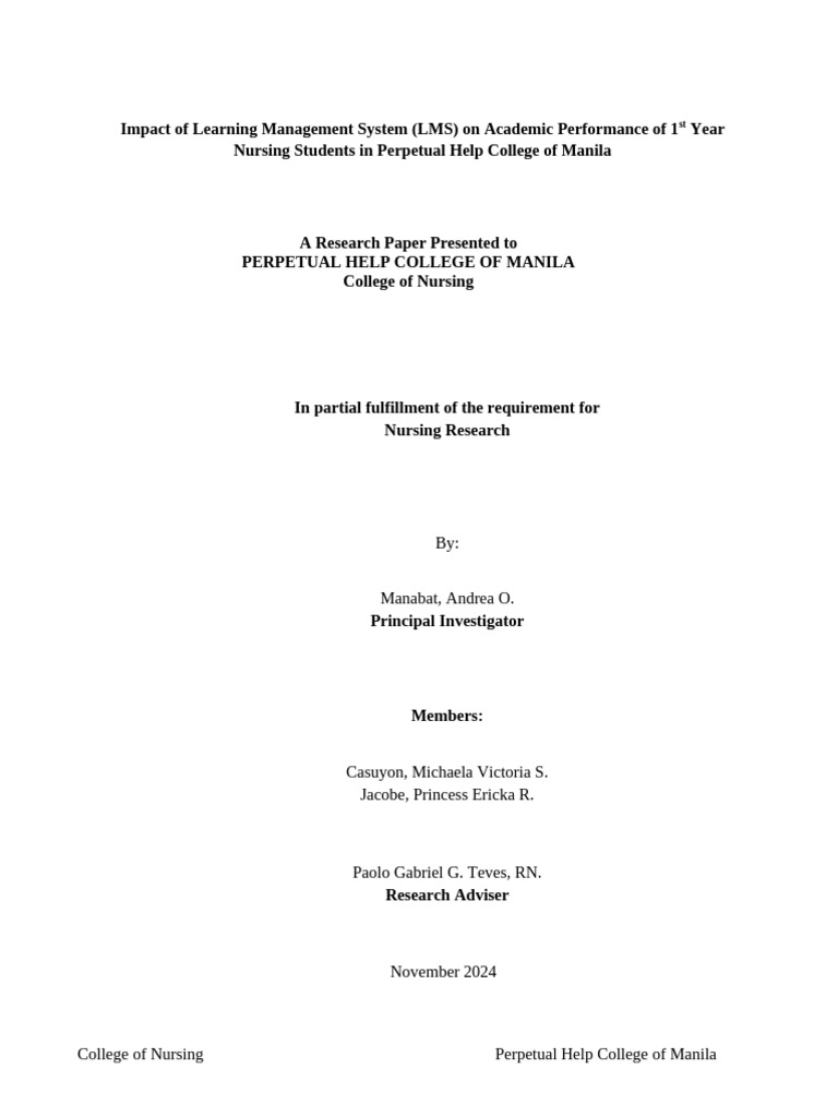 LMS Impact on 1st Year Nursing Students | PDF | Statistics | Methodology