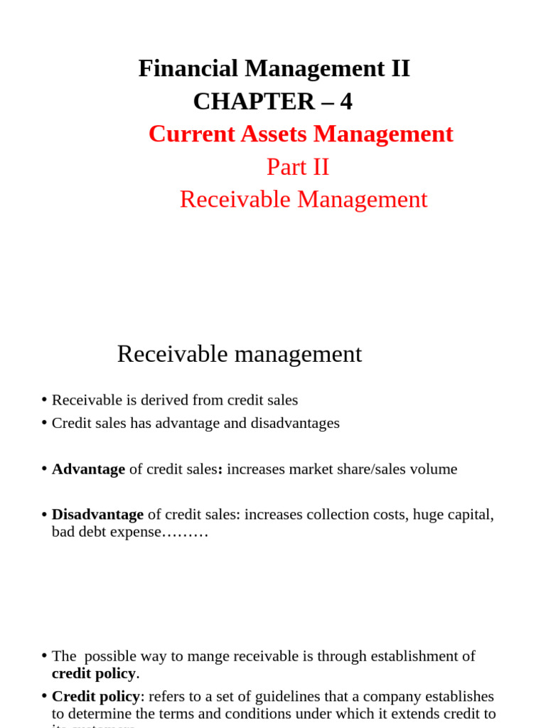 Current Assets Management - Part II | PDF