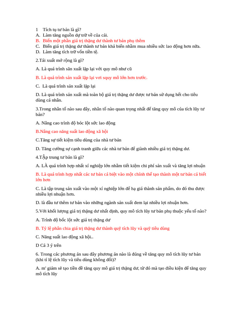 Câu hỏi củng cố KTCT 2 | PDF