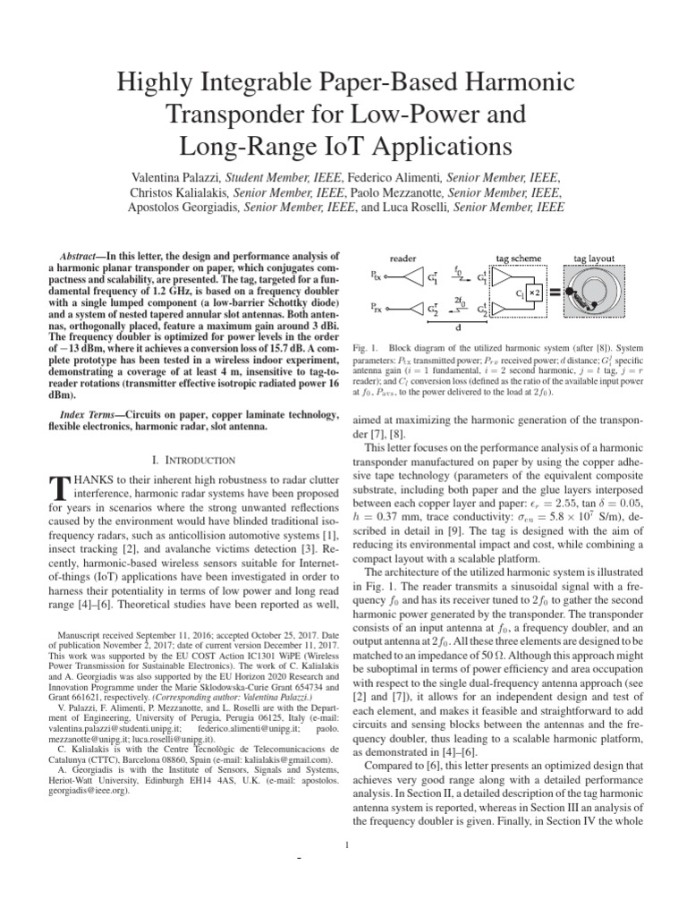 Highly Integrable Paper Based Harmonic T | PDF | Antenna (Radio) | Wireless