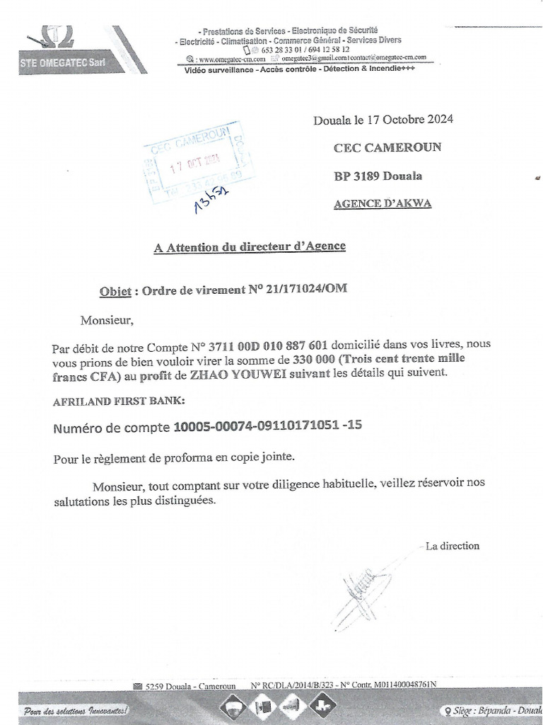 Ordre de Virement | PDF