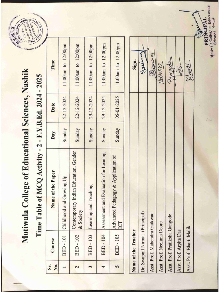 CCE Activity 2 Timetable | PDF