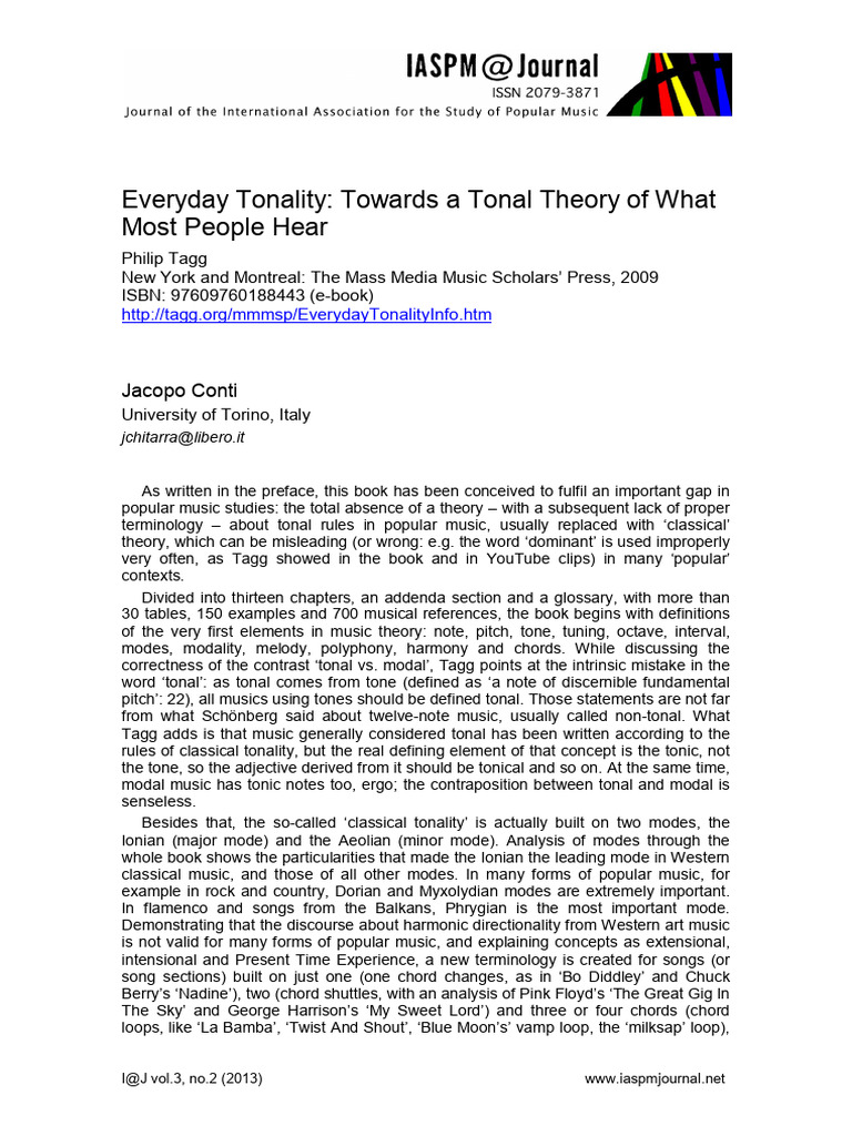 Everyday Tonality Towards A Tonal Theory of What M | PDF | Mode (Music ...
