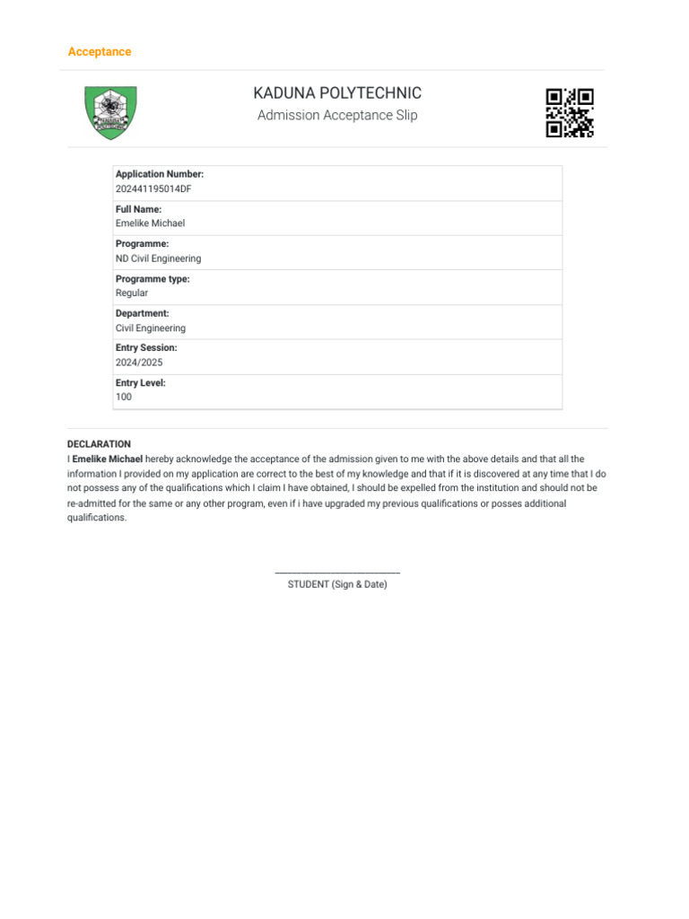 KADPOLY - Acceptance | PDF