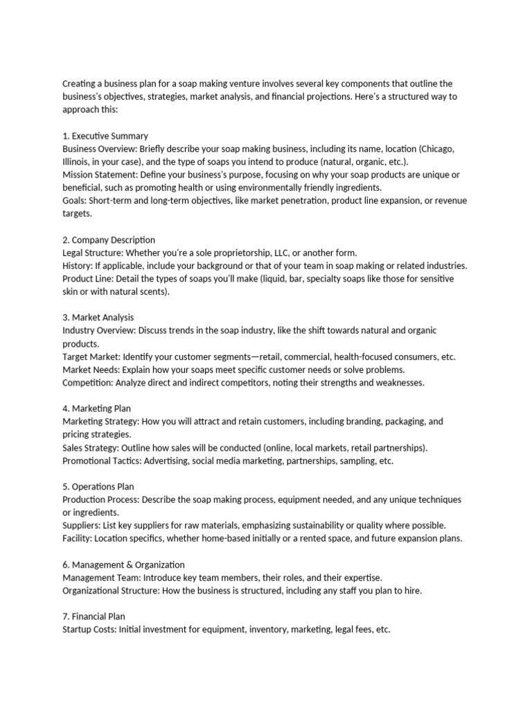 Soap Making Business Plan Guide | PDF | Marketing | Financial Markets