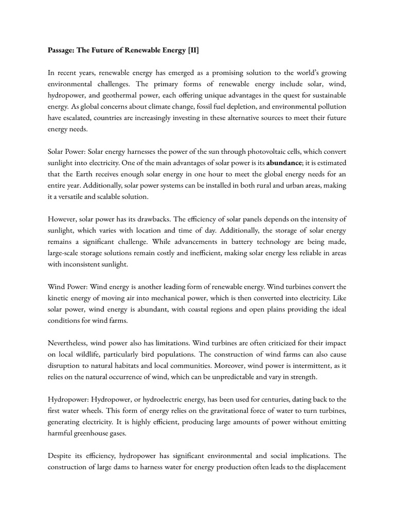 reading task 1 | PDF | Renewable Energy | Wind Power