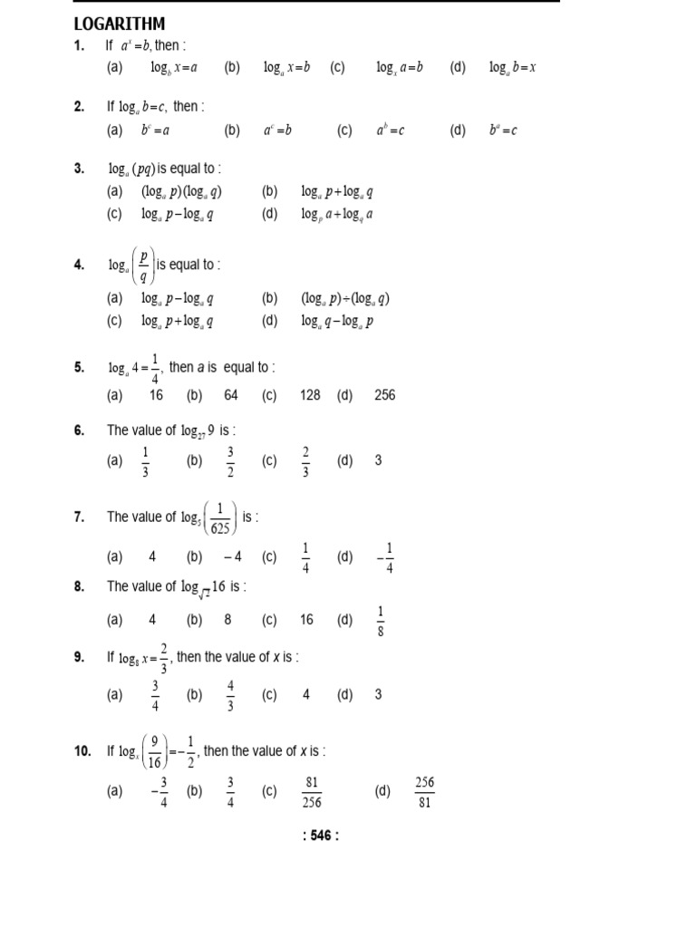 Logarithm Problem Set | PDF | Numbers | Arithmetic